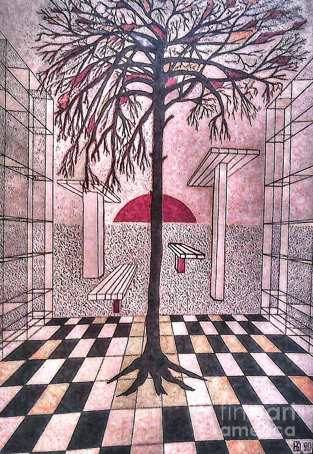Cube Treesun Drawing by Yury Bashkin - Fine Art America