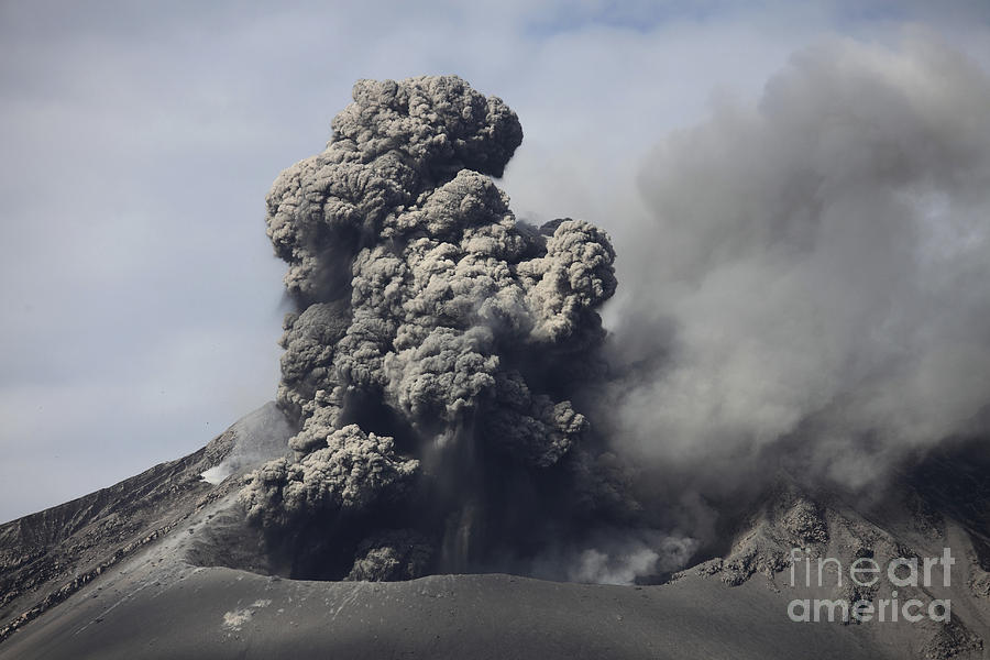 Dark Ash Cloud Rising From Sakurajima Photograph by Richard Roscoe