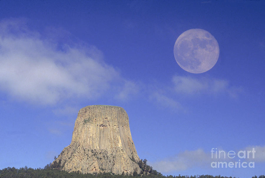 Devils Tower & Moon Photograph by Mark Newman - Pixels
