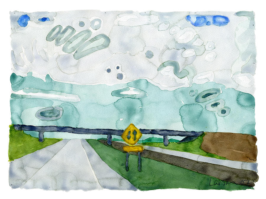 Divided Highway - deckled edge Painting by Greg Larson - Fine Art America