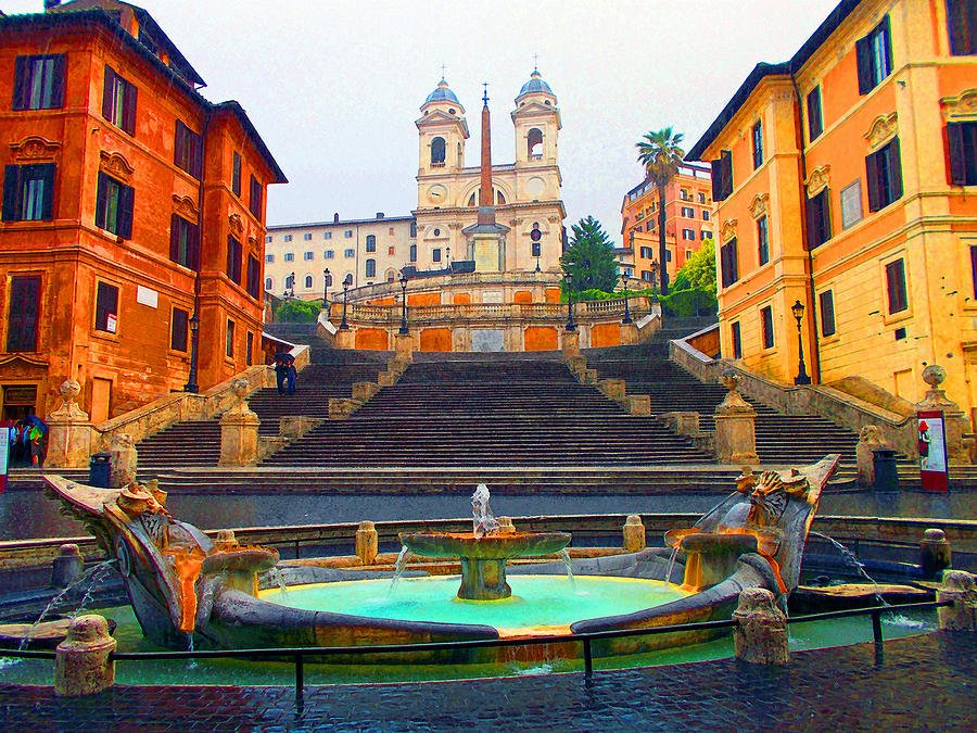 Down Pour On The Spanish Steps Photograph by Eric Dini - Pixels