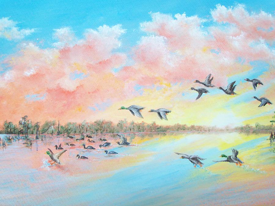 Ducks Two Painting by Dennis Vebert - Fine Art America