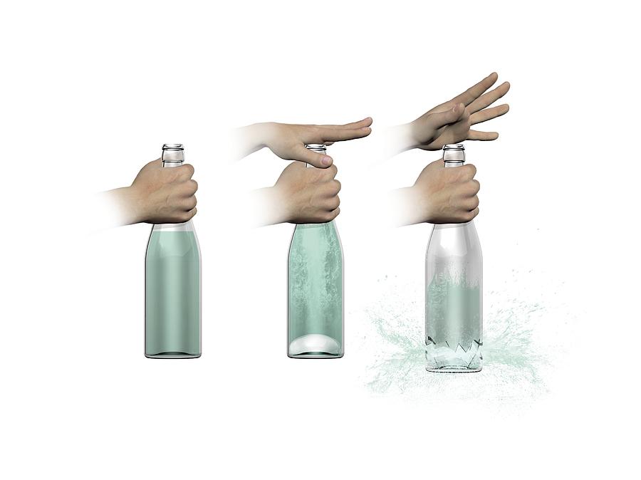 Exploding bottle bottom trick, artwork Photograph by Science Photo ...