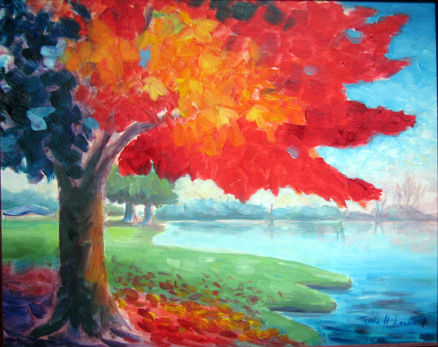 Fall Fire Painting by Karin Leonard - Fine Art America