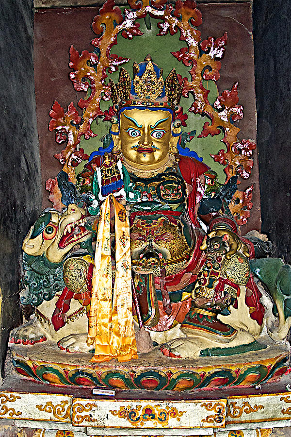 Fat Blue-haired Buddha in Baiju Temple at Palchor Monastery in Gyantse ...