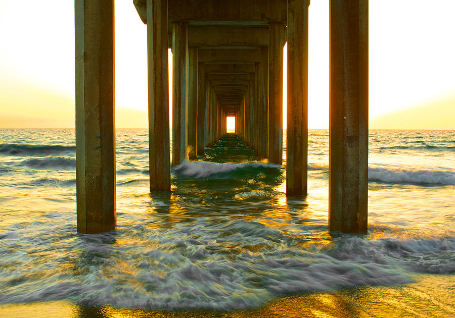 Scripps Pier Fire Sunset Photograph by Dean Mayo - Fine Art America