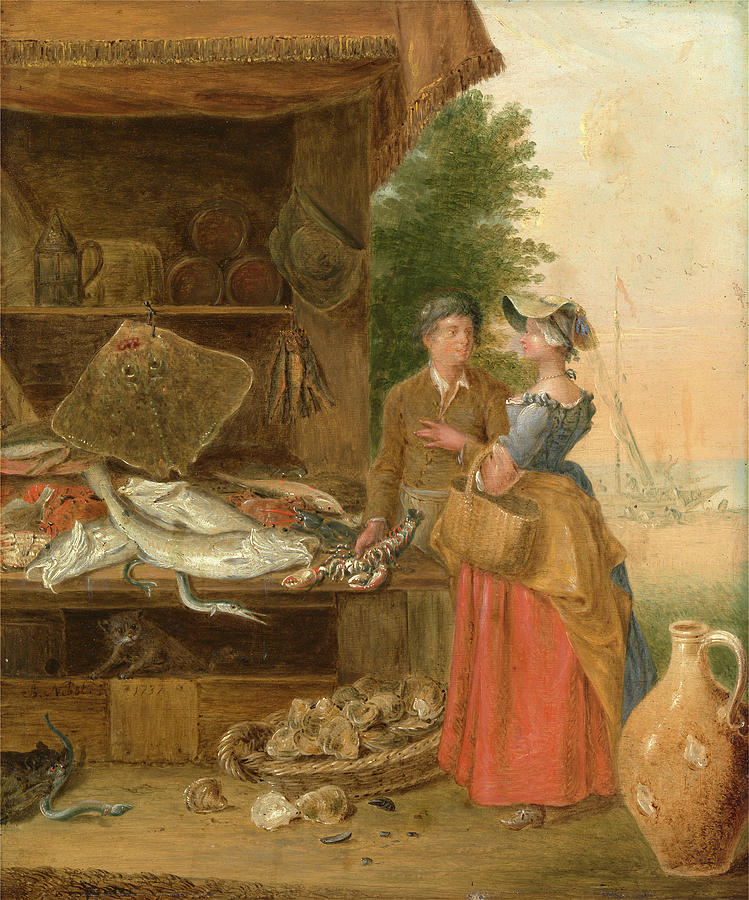 Fishmongers Stall Signed And Dated Painting by Litz Collection | Fine ...
