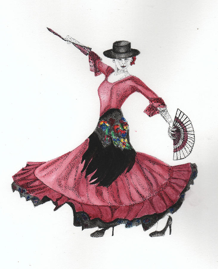 Flamenco Dancer in Color Painting by Elaine F Thompson - Fine Art America