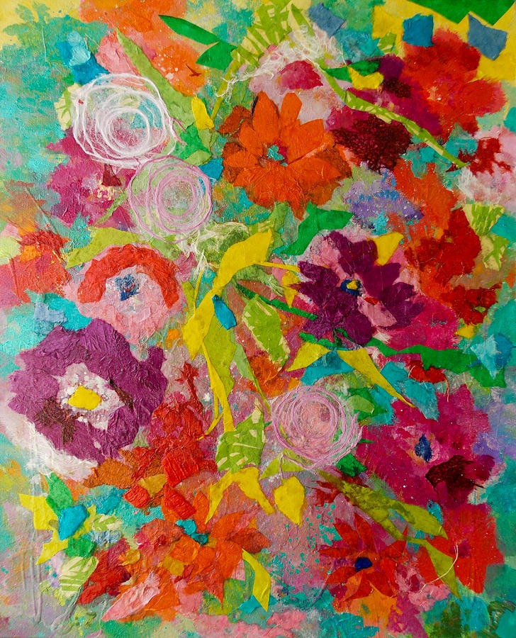 Flower Fest I Collage Mixed Media by Kat Ebert | Fine Art America