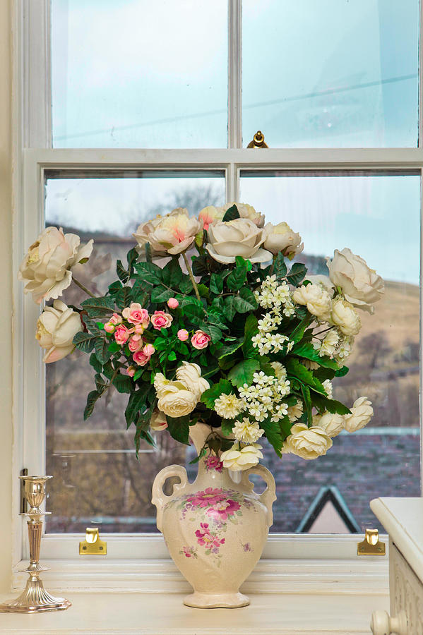 Flowers in the window Photograph by Tom Gowanlock - Fine Art America