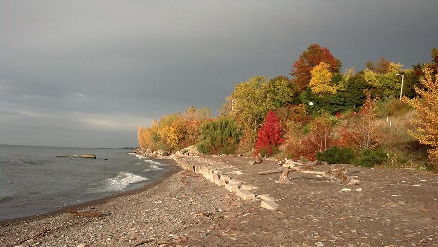 Foreboding Fall Beach Scene Photograph by Matt Keough