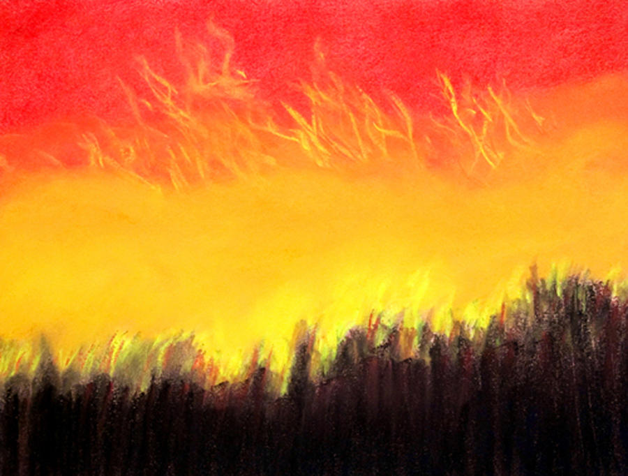 Forest Fire Painting by Seshadri Sreenivasan | Fine Art America