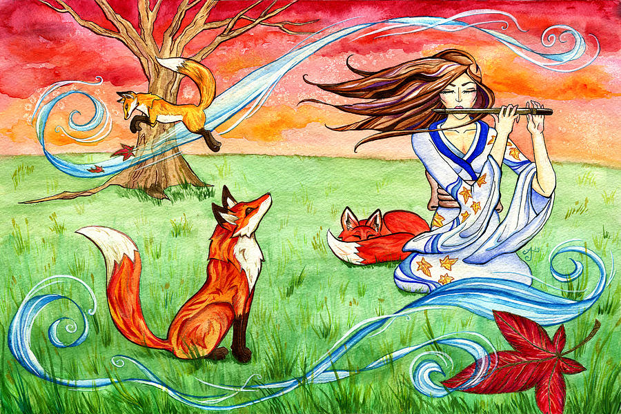 Fox Geisha Painting by Aki Arts - Fine Art America