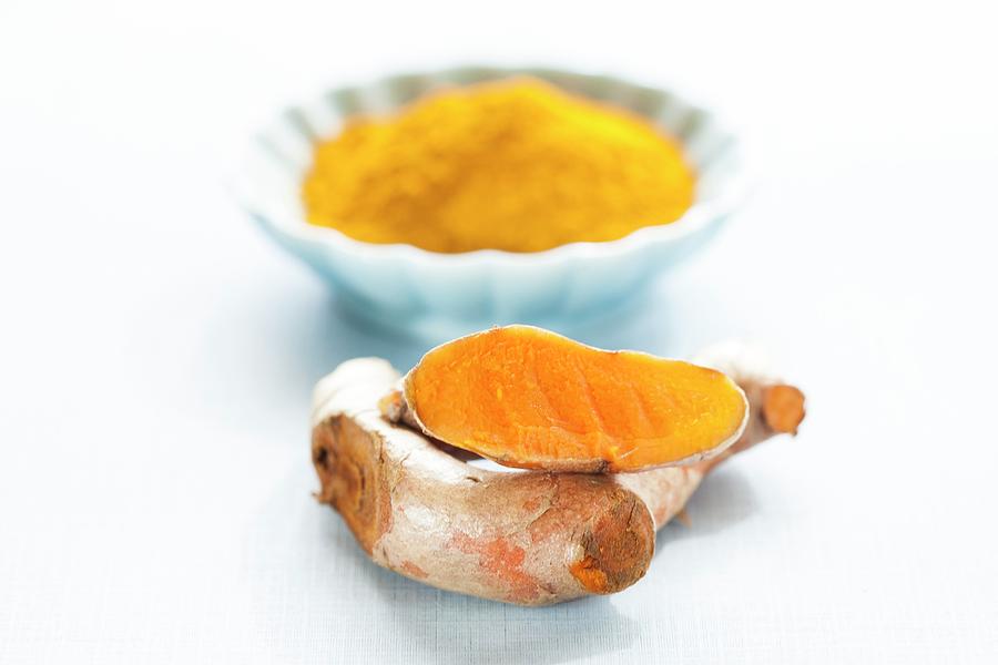 Fresh Turmeric Root And Dried Powder Photograph by Cristina Pedrazzini ...