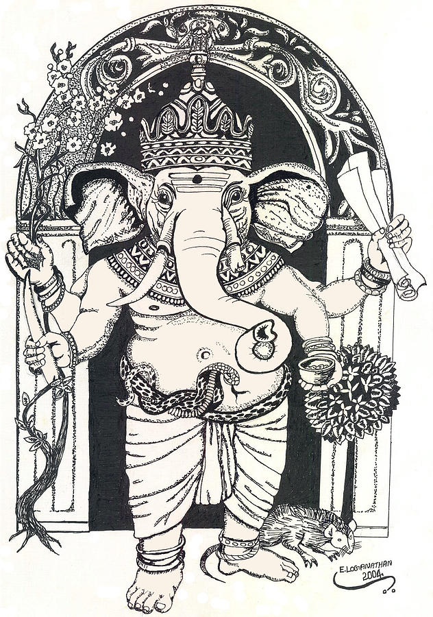 Ganapathi Drawing by Loganathan E - Fine Art America
