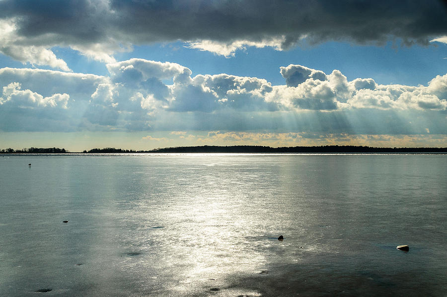 Glorious Sun Rays over an Icy Bay Photograph by Gregory Andrus