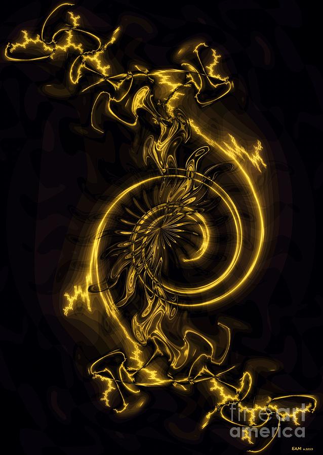 Golden Swirl of Lightning Digital Art by Elizabeth McTaggart - Pixels