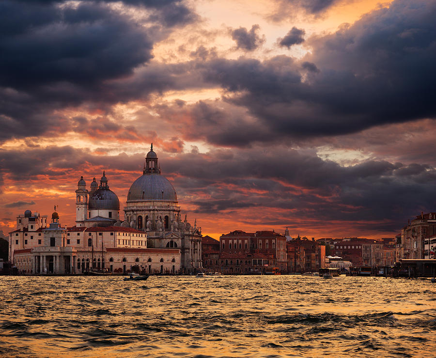 Gorgeous sunset over Grand Canal in Venice Photograph by Gurgen ...