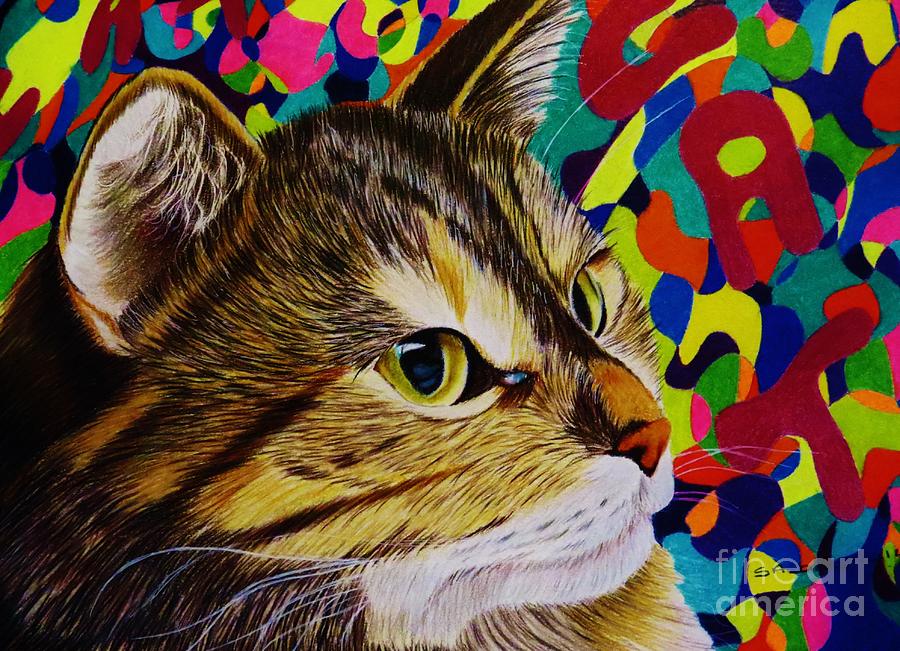 Groovy Cat Drawing by Shirley Davies - Pixels
