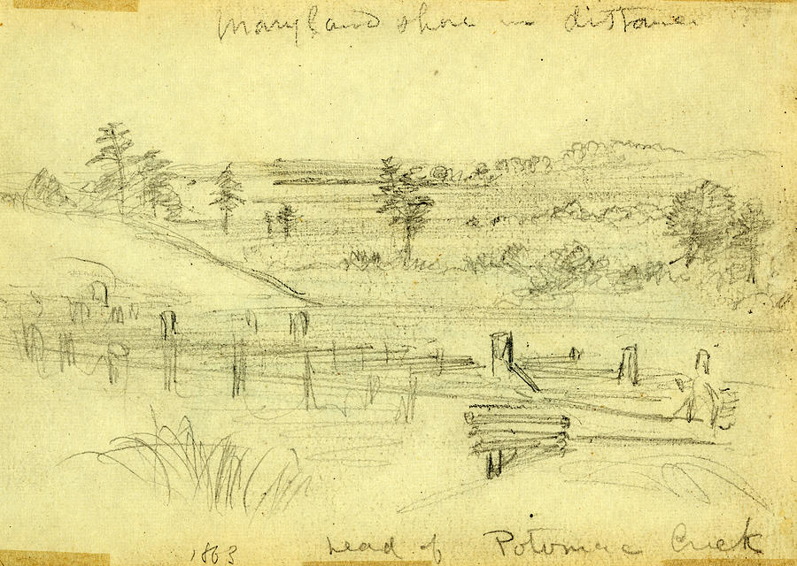 Head Of Potomac Creek, 1863, Drawing On Cream Paper Pencil Drawing by ...