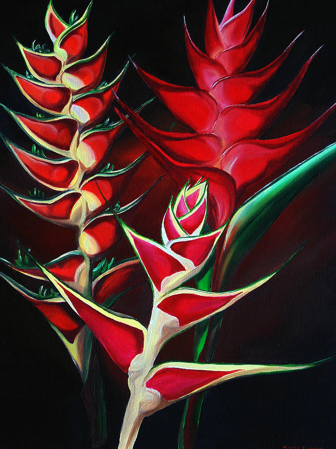 Heliconia Ablaze Painting by Karin Dawn Kelshall- Best - Fine Art America