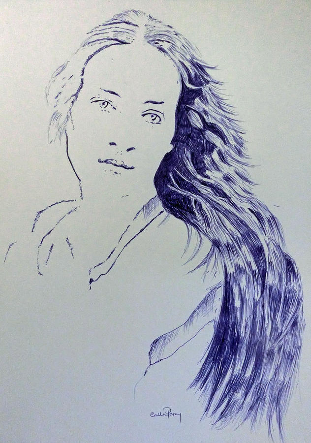 Hope In Blue Biro Drawing by Callan Art - Fine Art America