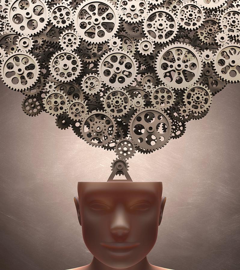 Human Head With Cogs by Science Photo Library