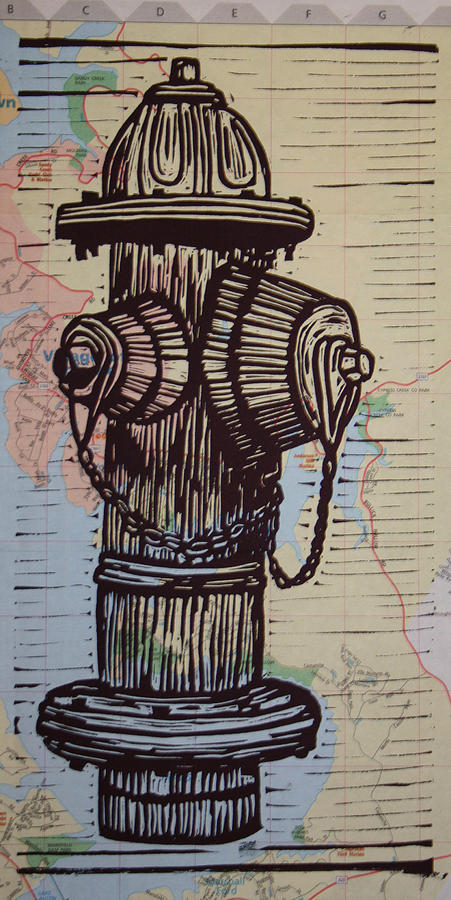 Hydrant on Map Drawing by William Cauthern - Fine Art America