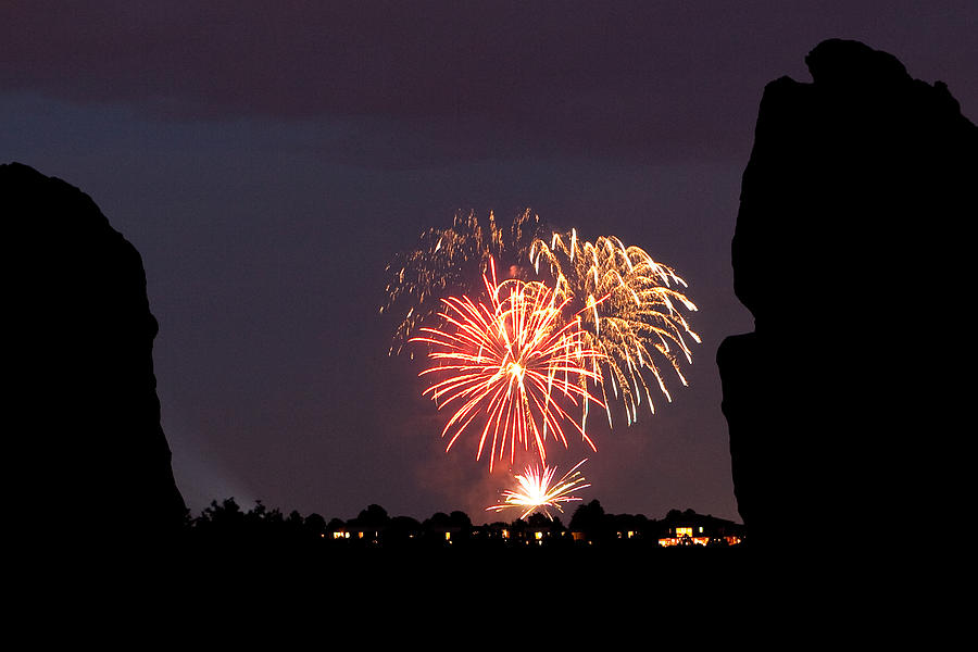 Independence Fireworks Through Garden of the Gods Photograph by Ryan ...