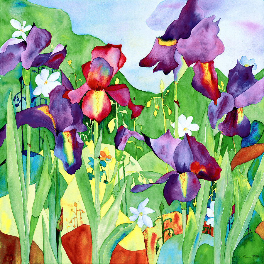 Iris Square Painting by Marge Bennett - Fine Art America