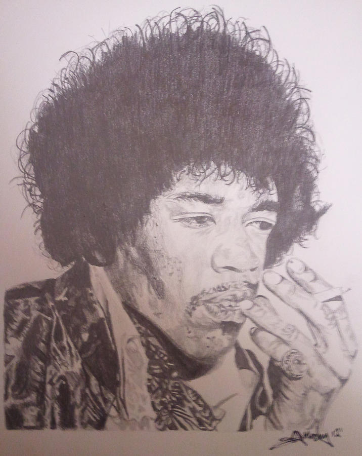 Jimi Drawing by CJ Mackey - Pixels