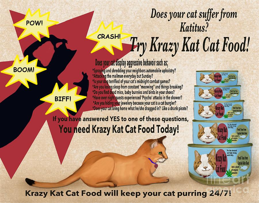 Krazy Kat Cat Food Digital Art by Sydne Archambault - Fine Art America