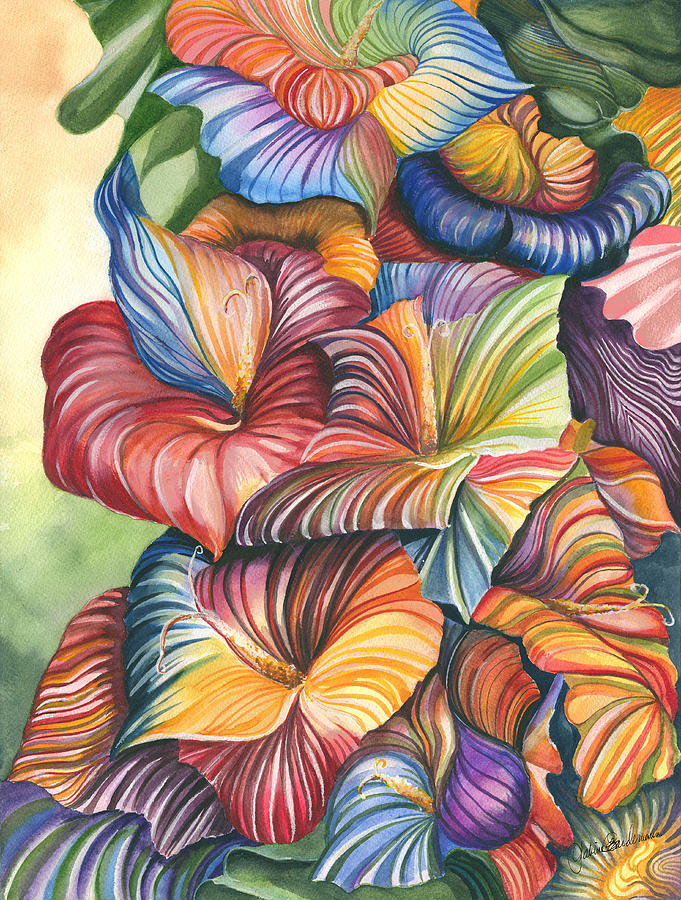 Leaf Lines Painting by Sabine Baeckmann