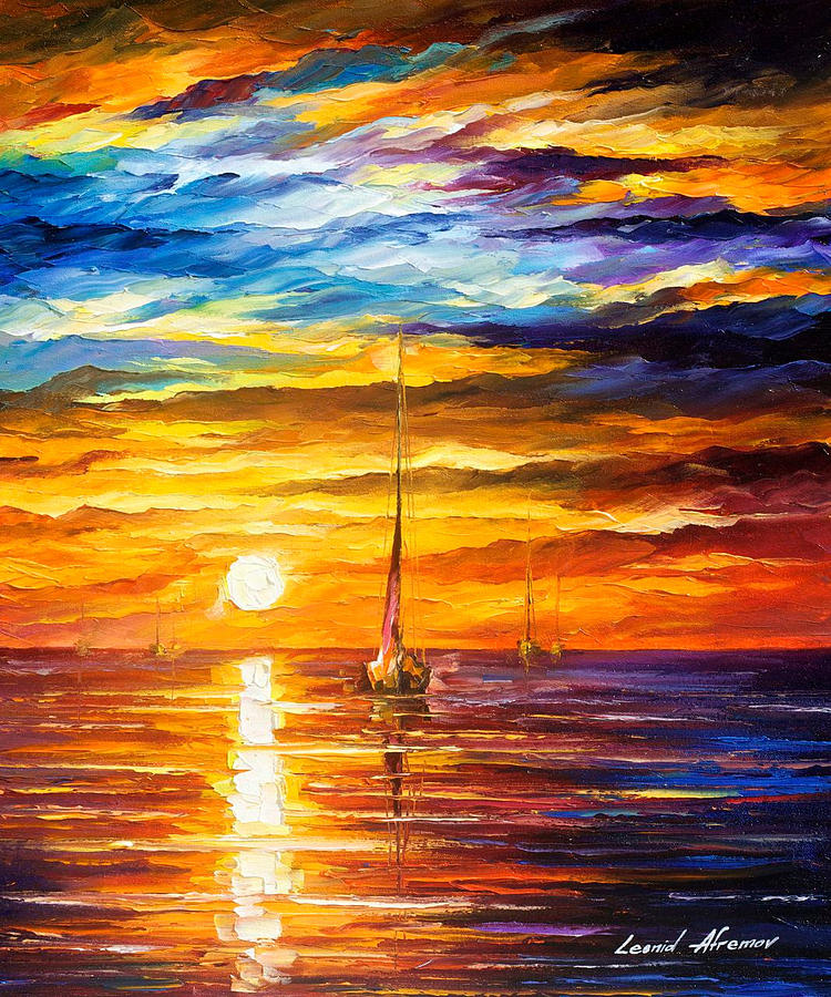 Lonely Sea 3 - PALETTE KNIFE Oil Painting On Canvas By Leonid Afremov ... Lonely Sea 3 - PALETTE KNIFE Oil Painting On Canvas By Leonid Afremov ...