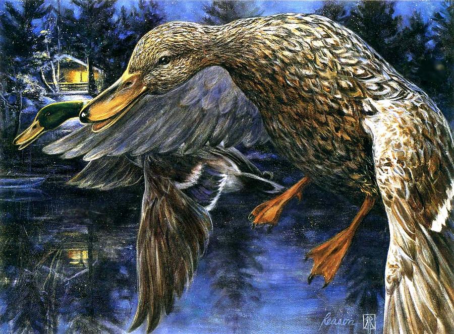 Mallards over Pine River Painting by Rick Reason | Fine Art America