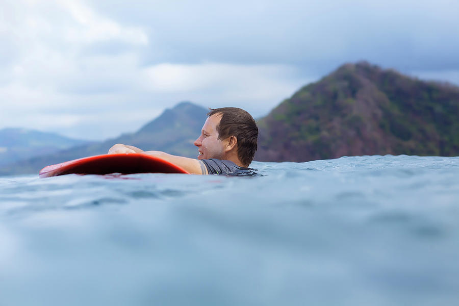 Man With Surfboard In Sea Photograph by Konstantin Trubavin - Fine Art America