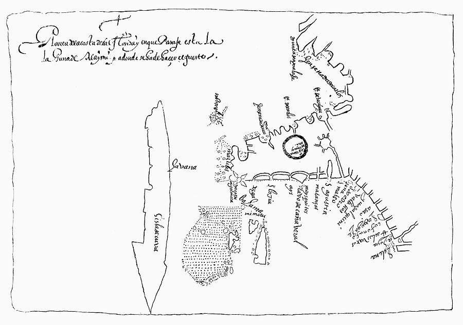 Map Caribbean, 1599 Drawing by Granger