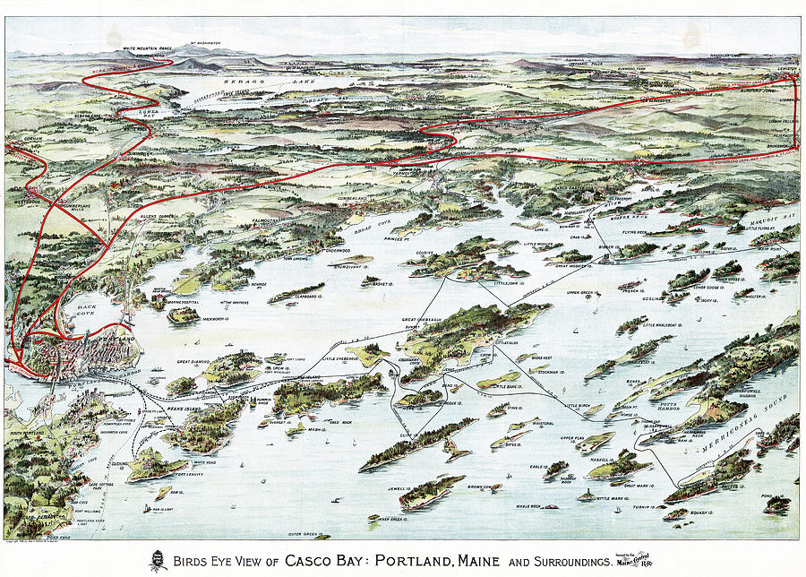Map Casco Bay, C1906 Painting by Granger - Fine Art America