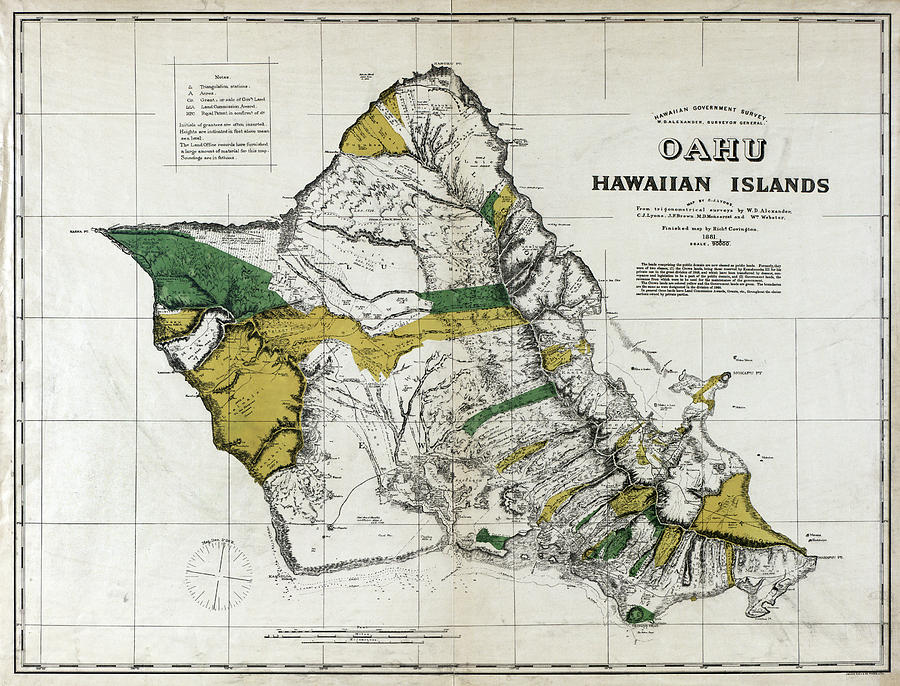 Map Oahu, 1881 Painting by Granger - Pixels