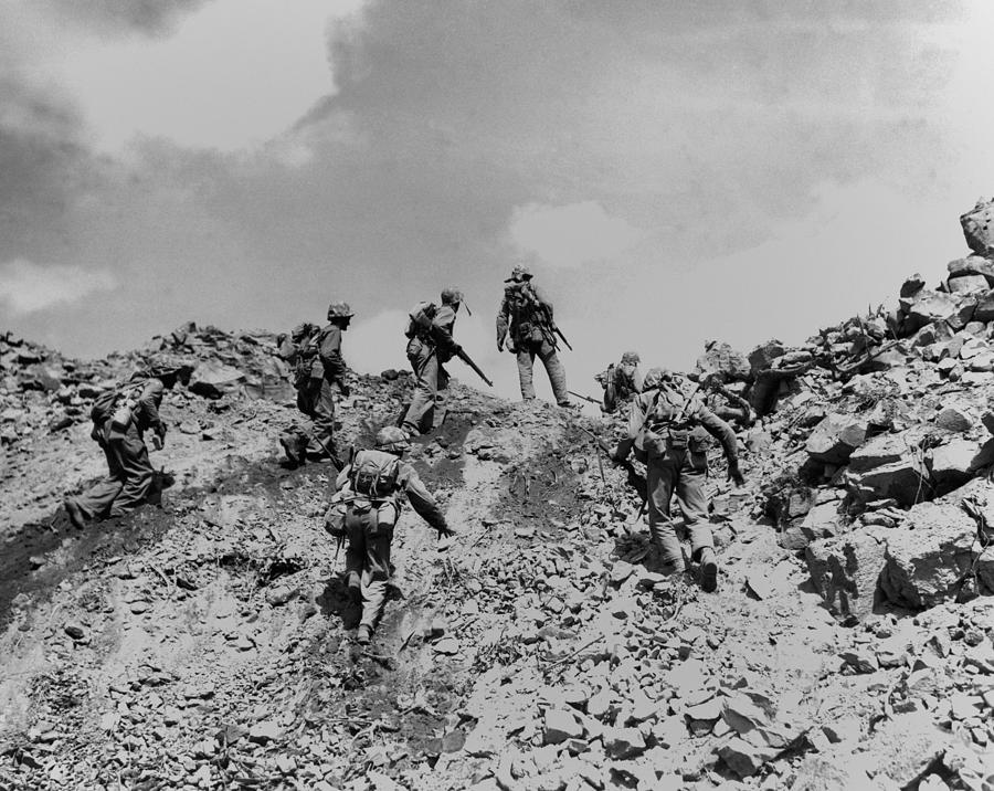 Marines Making A Direct Frontal Attack Photograph by Everett | Fine Art ...