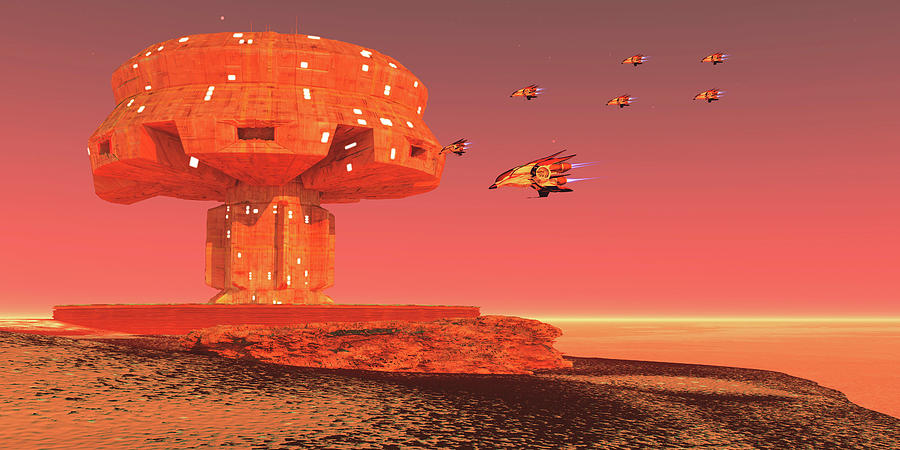 Mars Colonists Build A Spaceport Photograph by Corey Ford