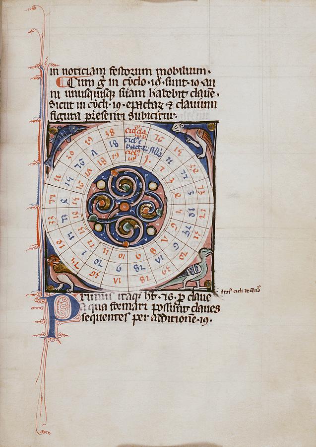 Medieval Chart Of The Decemnovenale Cycle by Science Photo Library