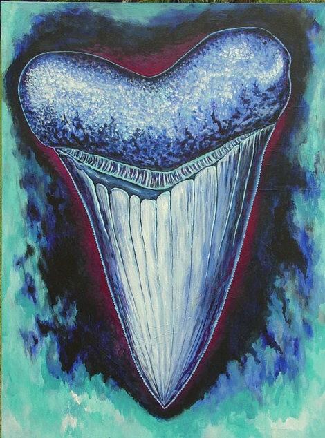 Megalodon Tooth Painting by Marty Guy - Fine Art America