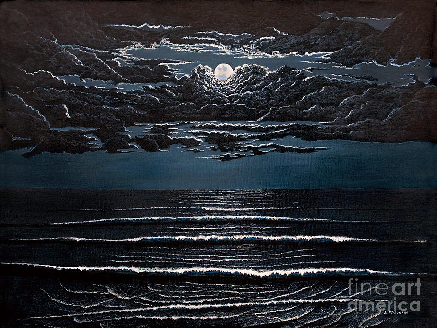 Midnight Surf Painting by Jeff McJunkin - Fine Art America