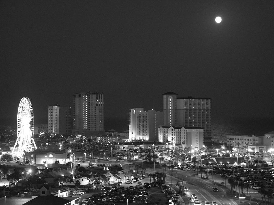 Moon Over Pensacola Beach Bw Photograph By David Hammond Fine Art America