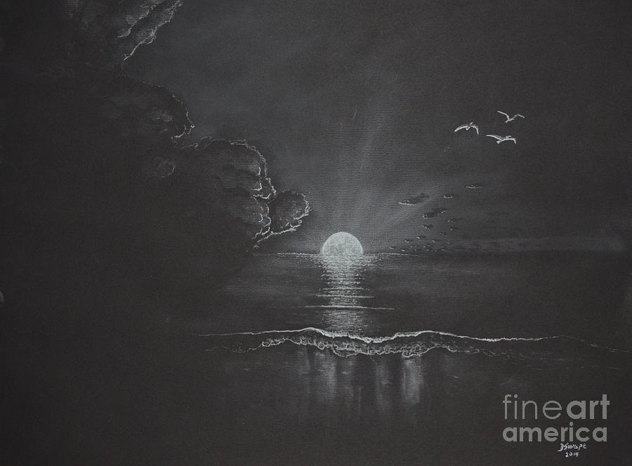 Moon Setting Drawing by David Swope - Fine Art America