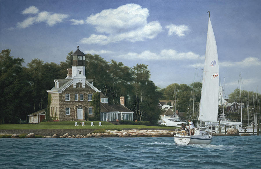 Morgan Point Lighthouse Painting by Julia O'Malley-Keyes | Fine Art America
