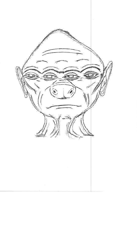 multieye Alien Drawing by Ivan Moreno - Pixels