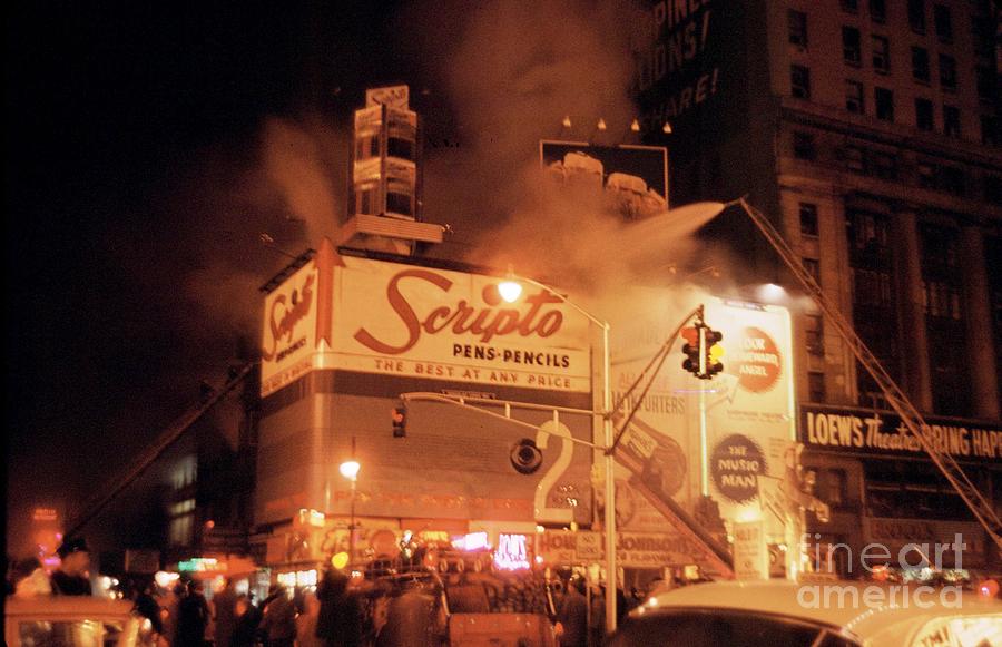 New York times square fire Photograph by Ted Pollard - Fine Art America