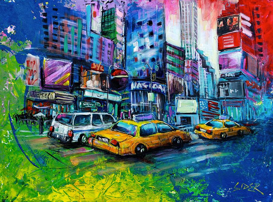 NYC - Time Square Painting by Nick Sider - Pixels